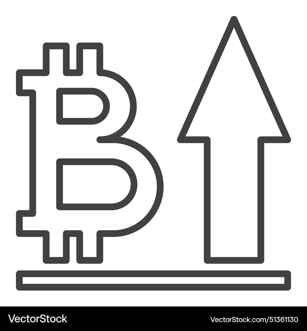 Bitcoin with arrow cryptocurrency outline icon Vector Image