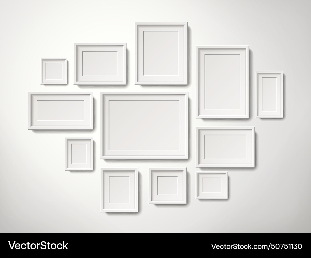 Blank white picture frames Royalty Free Vector Image