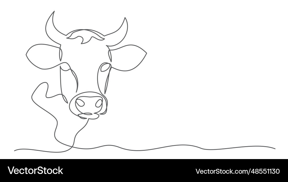 Cow one line drawing on white background Vector Image