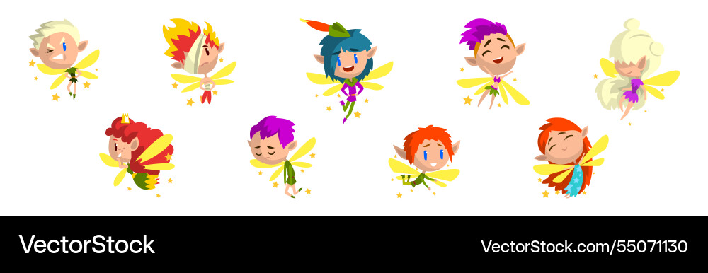 Cute pixie magical creature flying with wings Vector Image