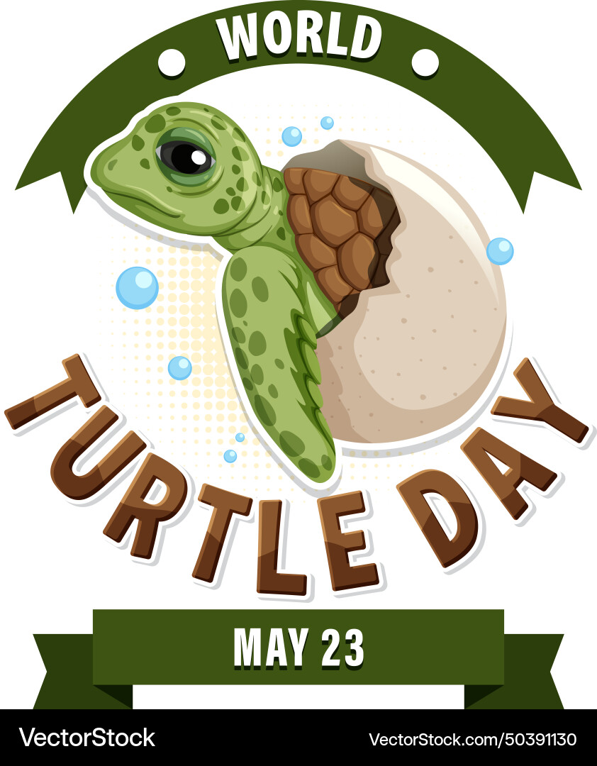 Cute turtle graphic for world day event Royalty Free Vector
