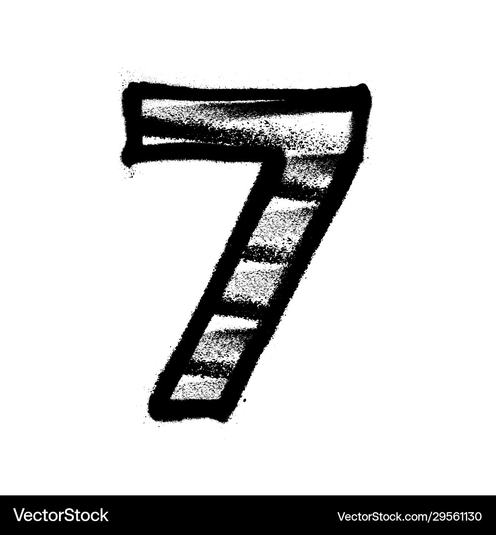 Digit 7 Graffiti Art Royalty Free Vector Image