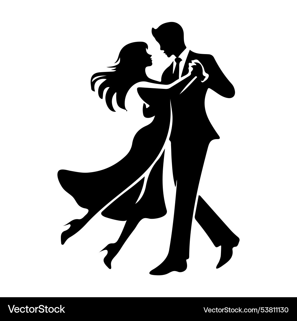 Elegant couple dancing silhouette symbol Vector Image