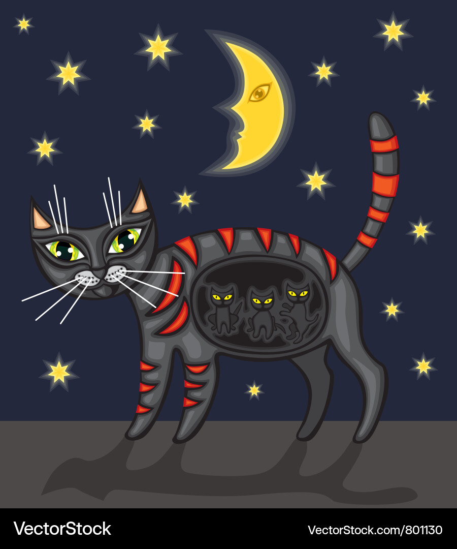 Night cat Royalty Free Vector Image - VectorStock
