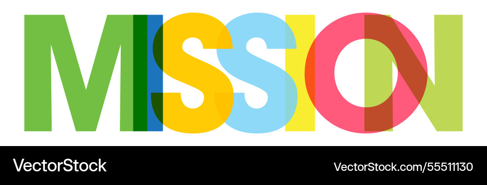 Overlapping Mission Letters Icon Royalty Free Vector Image