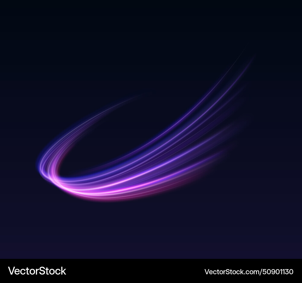 Purple neon lines in wave realistic Royalty Free Vector
