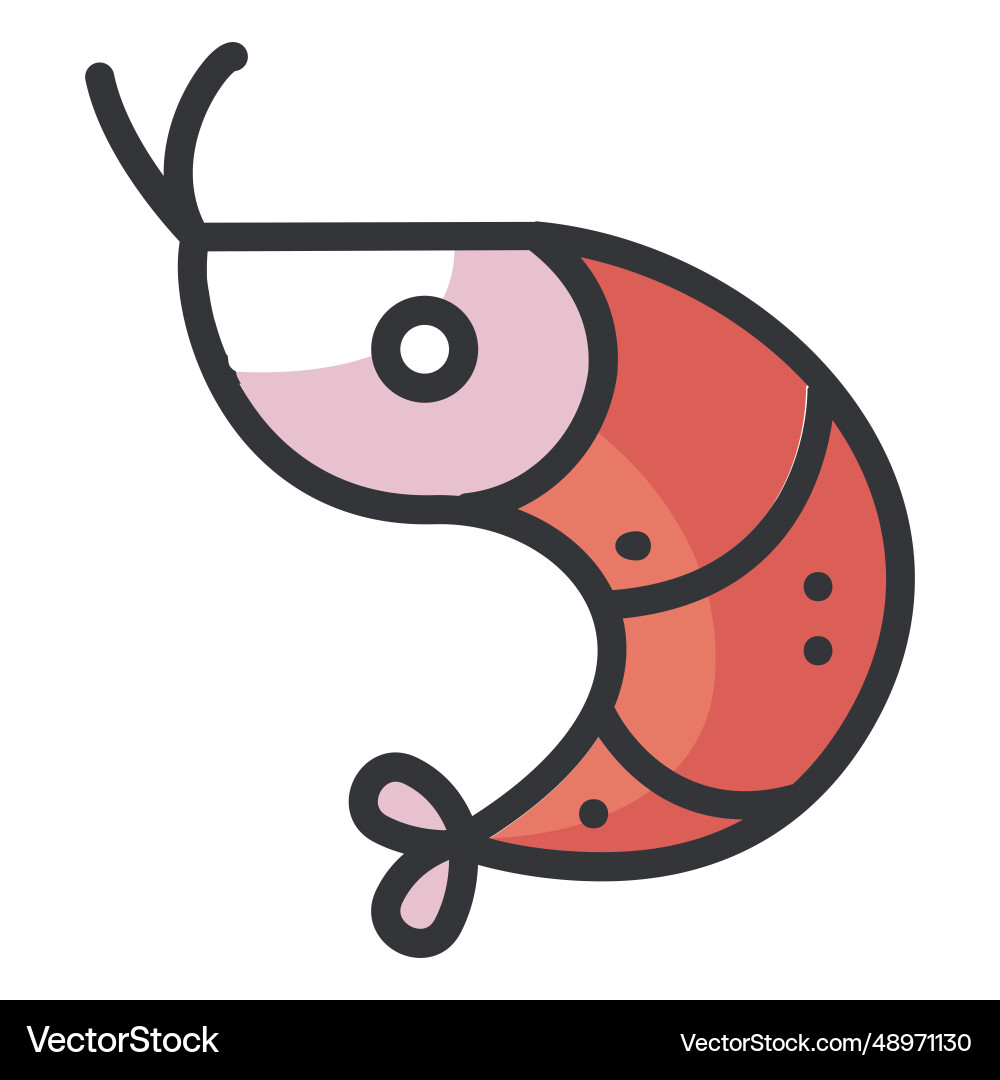Shrimp flat cartoon icon Royalty Free Vector Image