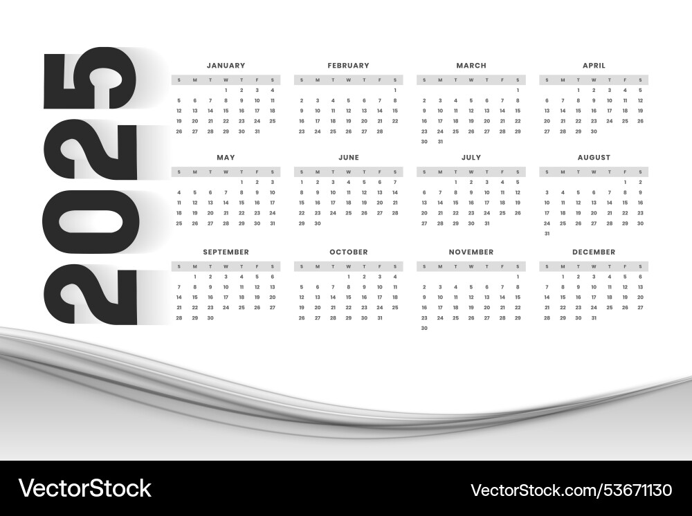 Simple 2025 event planner calendar template Vector Image