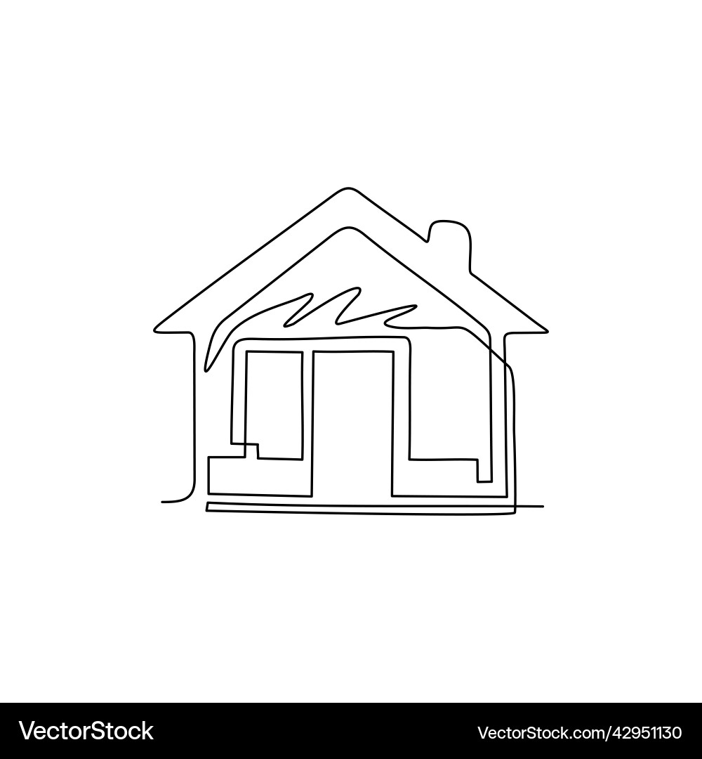 Single one line drawing house logo as icon Vector Image