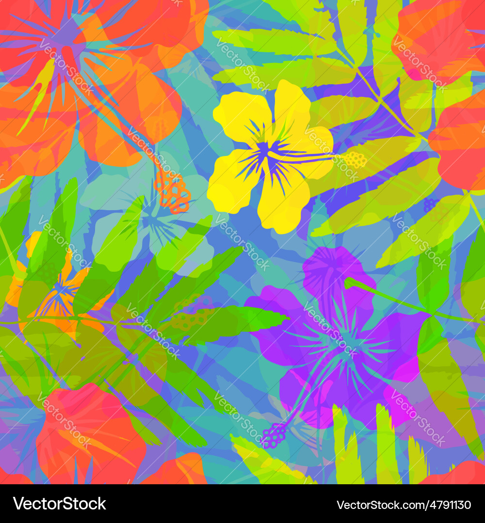 Tropical Flower Seamless Pattern Royalty Free Vector Image