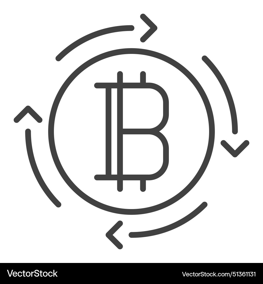 Bitcoin with arrows crypto currency round icon Vector Image