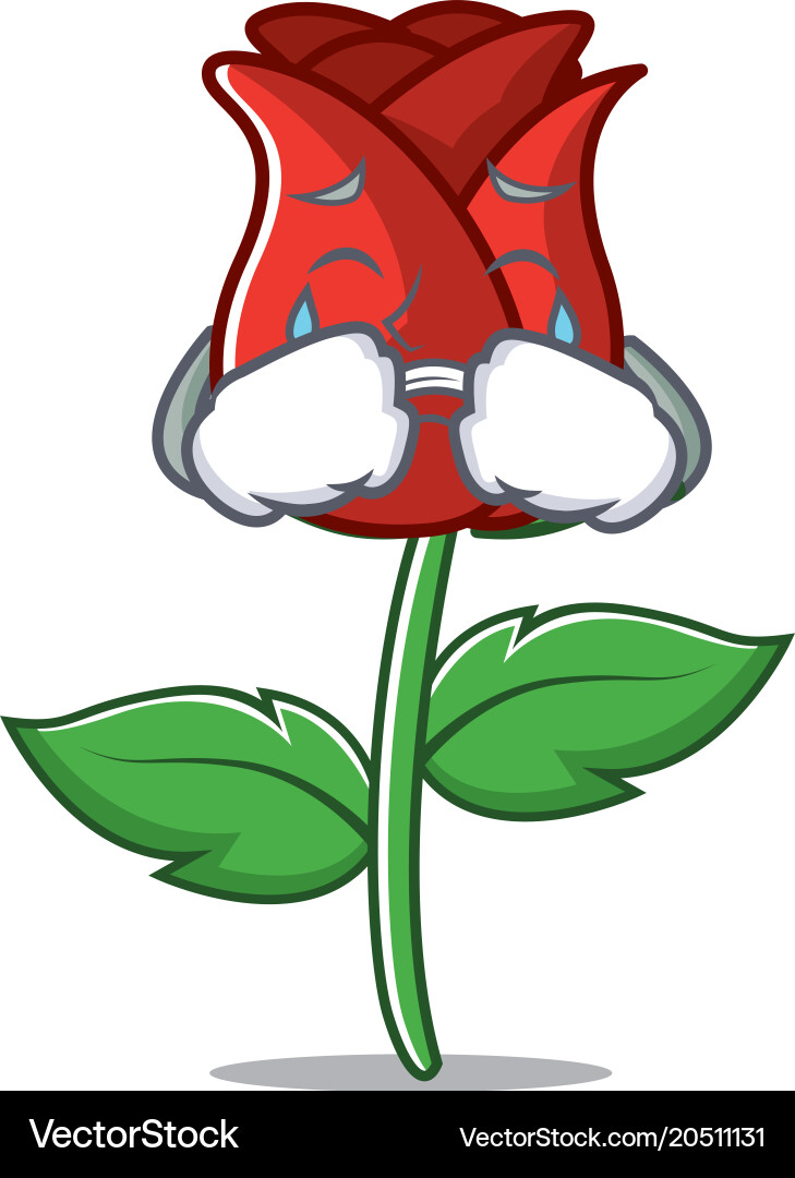 Crying red rose mascot cartoon Royalty Free Vector Image