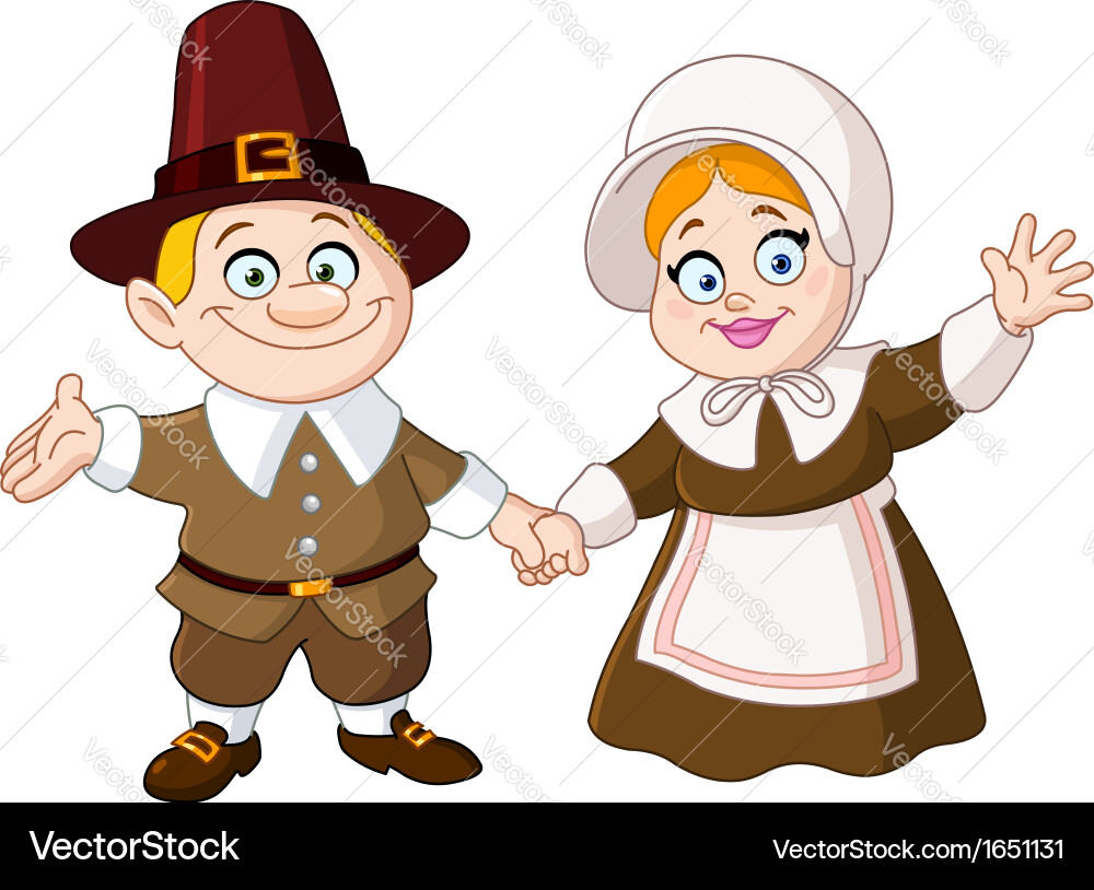 Pilgrim Family Illustration Royalty Free Vector Image