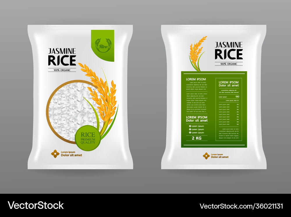 Premium rice product package mockup Royalty Free Vector