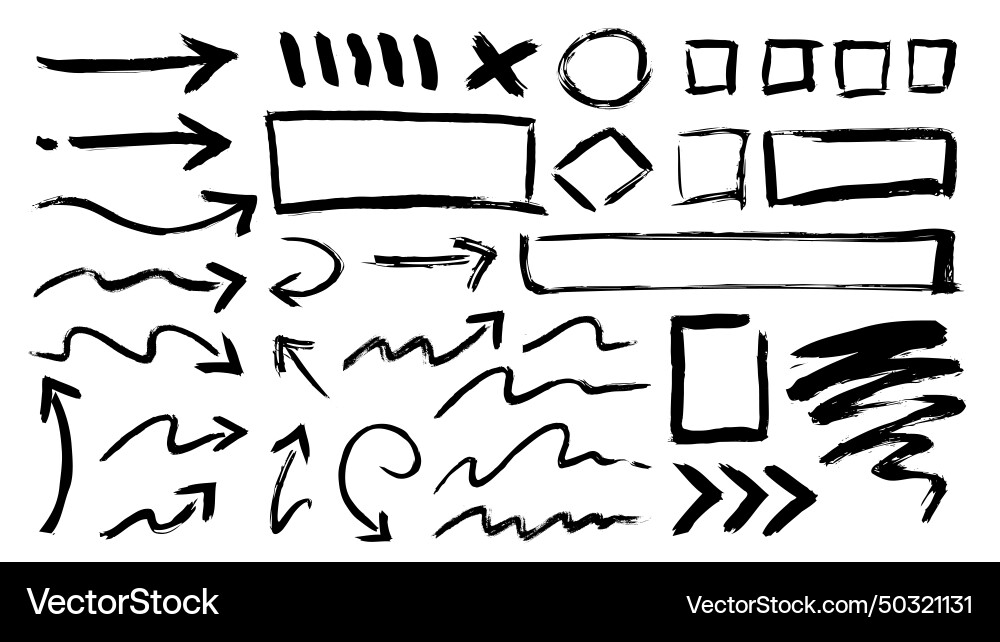 Set of hand drawn arrow Royalty Free Vector Image