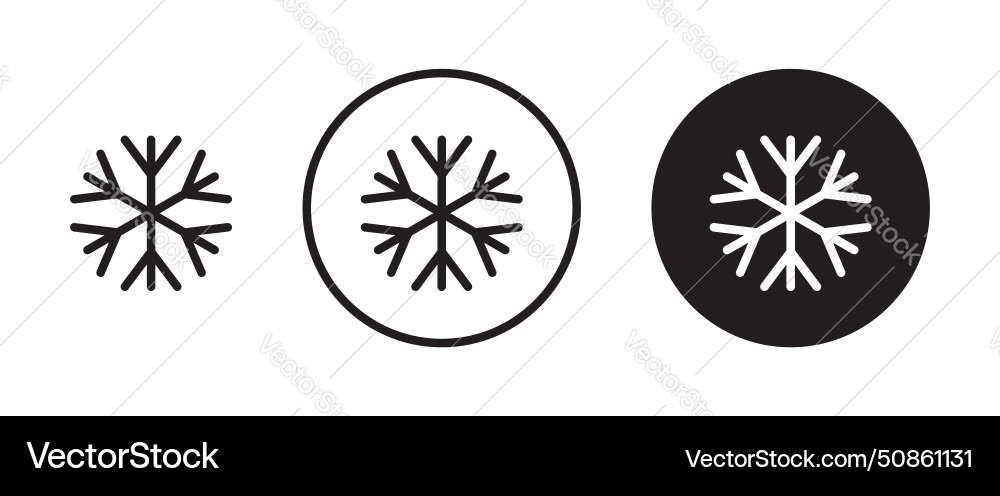 Snowflake icon set snow cold symbol Royalty Free Vector