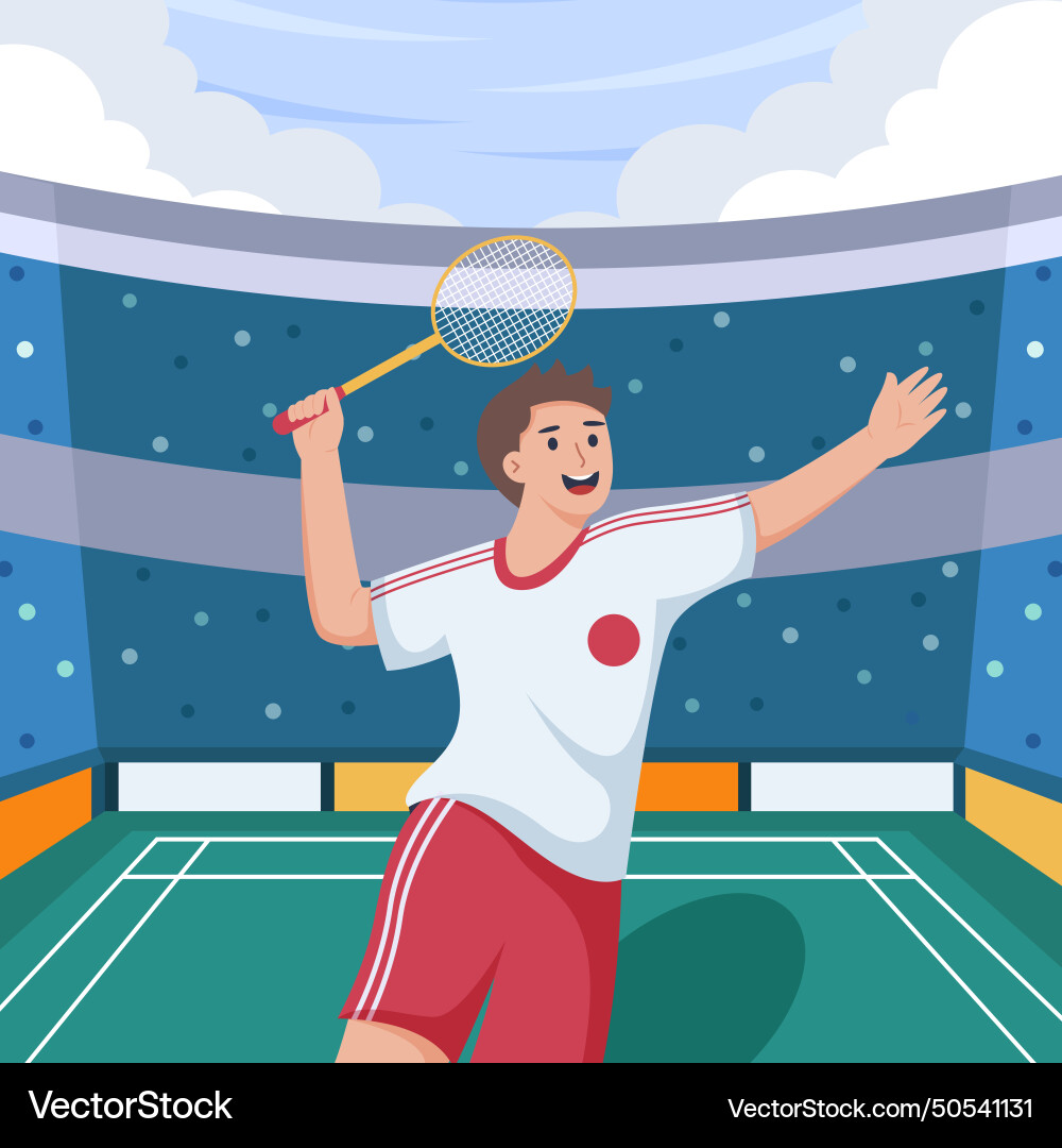 Sport badminton flat design Royalty Free Vector Image