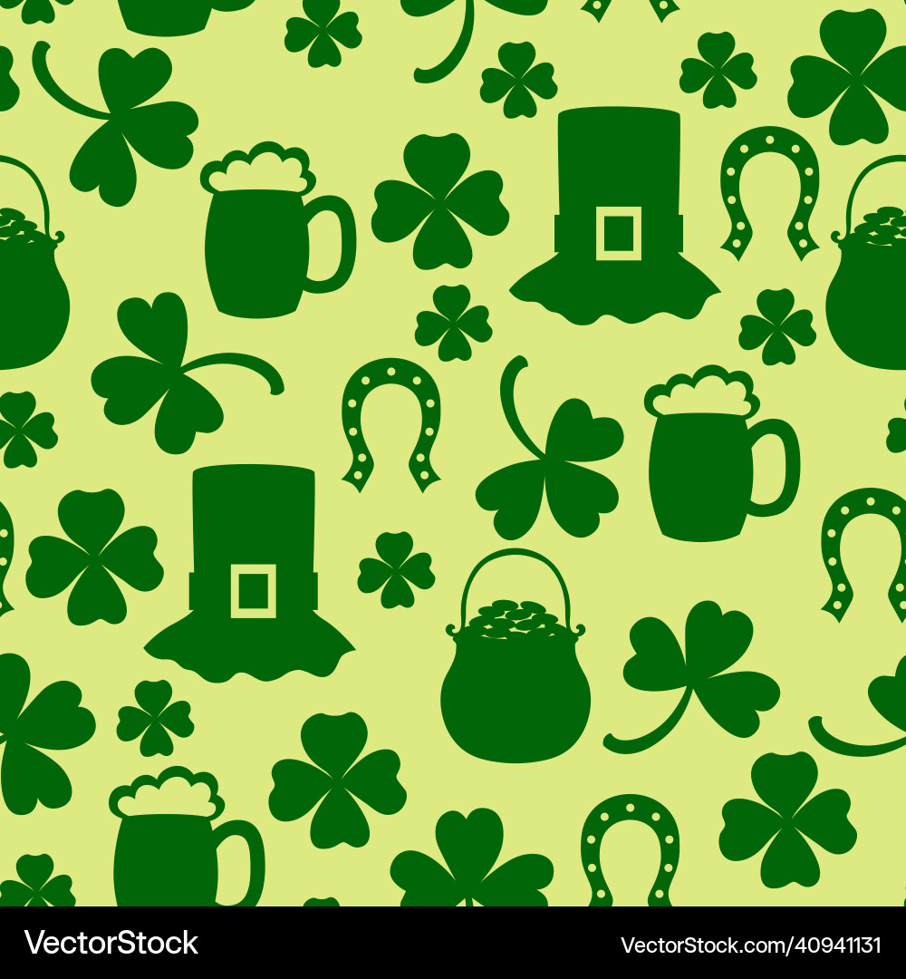 St patricks day pattern seamless in green colors Vector Image