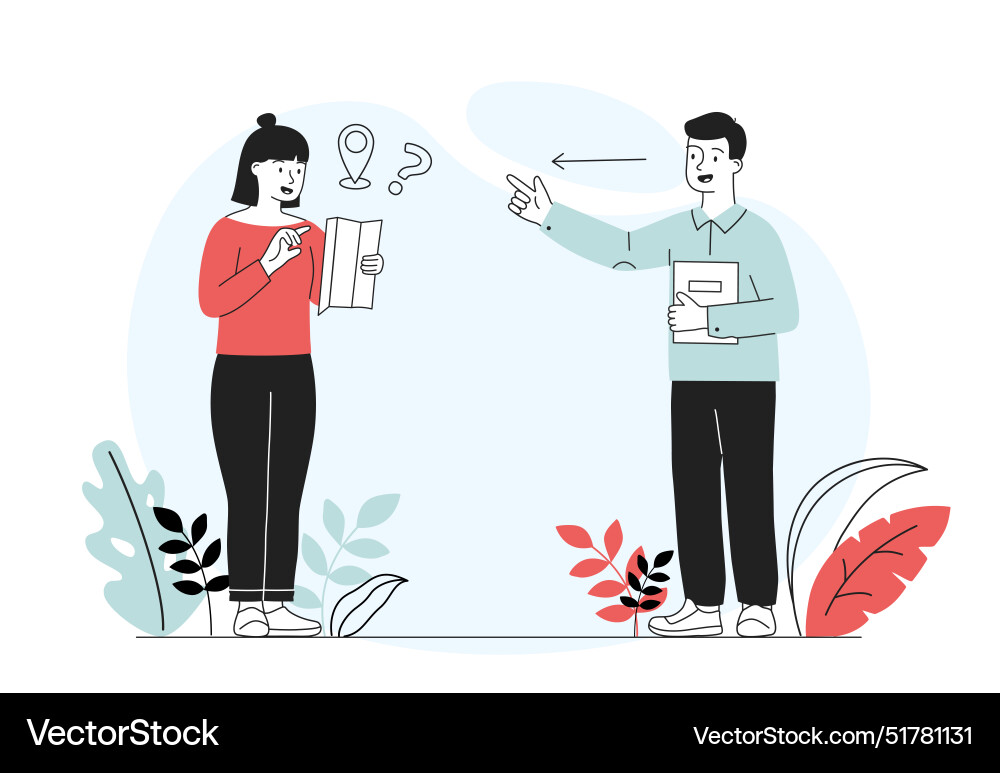 Woman asks directions tourist with map asks local Vector Image