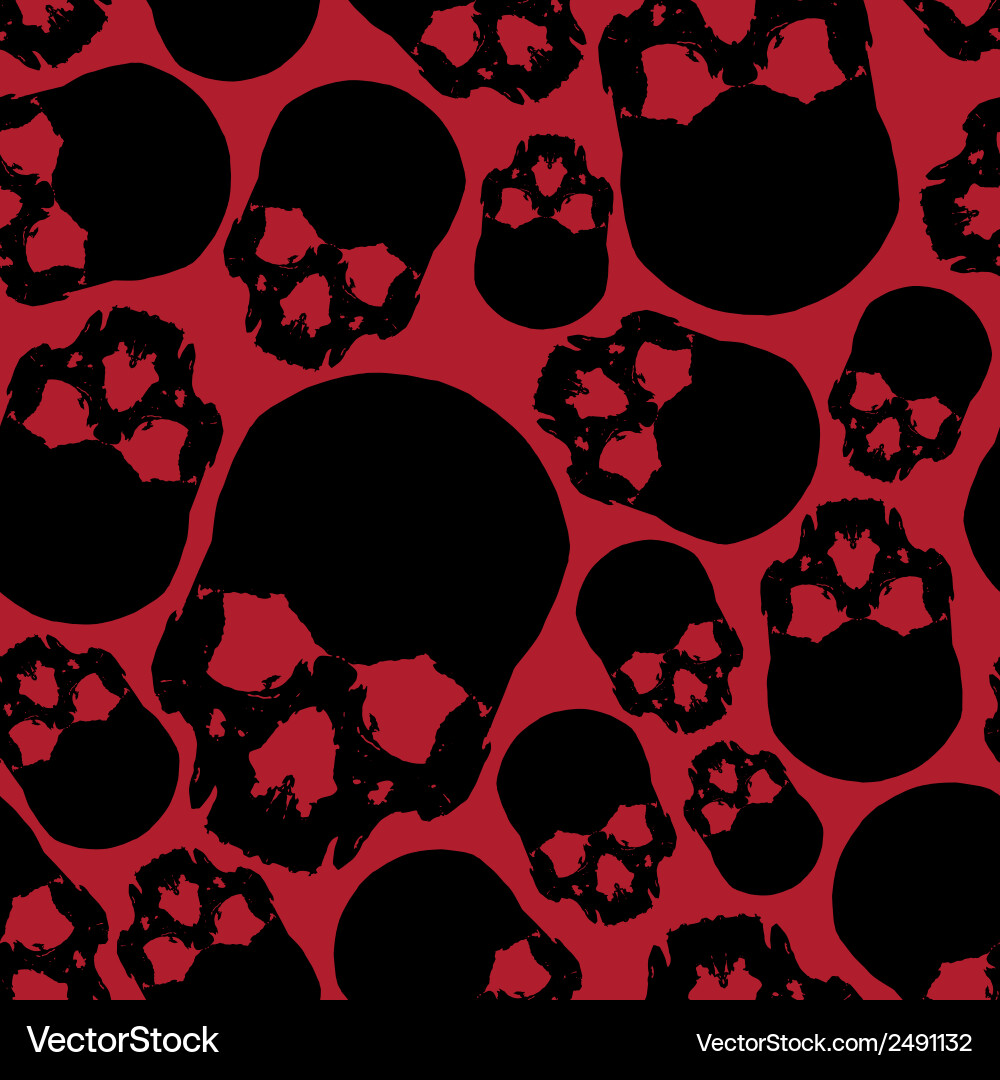 Black and red human skull seamless pattern eps10 Vector Image