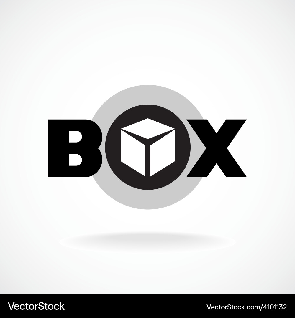 Box word sign with simple image of a Royalty Free Vector