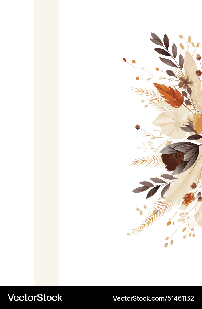 Brown beige and orange frame with foliage pattern Vector Image