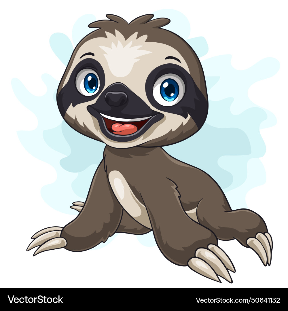 Cartoon funny baby sloth sitting Royalty Free Vector Image