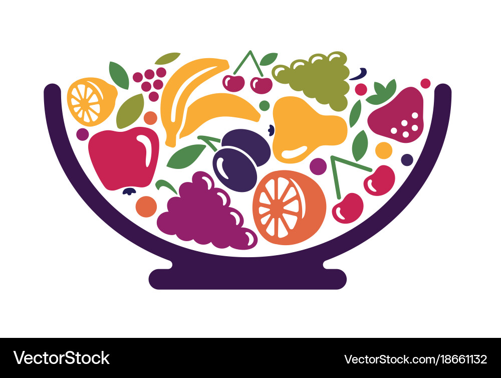 Colorful Fruit Bowl Royalty Free Vector Image - VectorStock