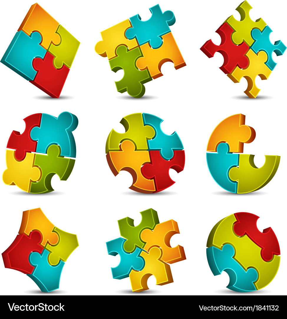 Colorful Jigsaw Puzzle Icons Royalty Free Vector Image