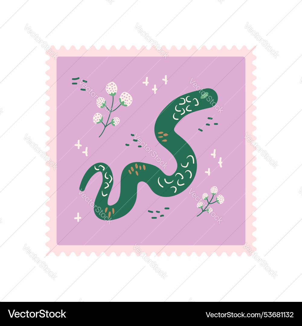 Crawling snake post reptile animal square Vector Image