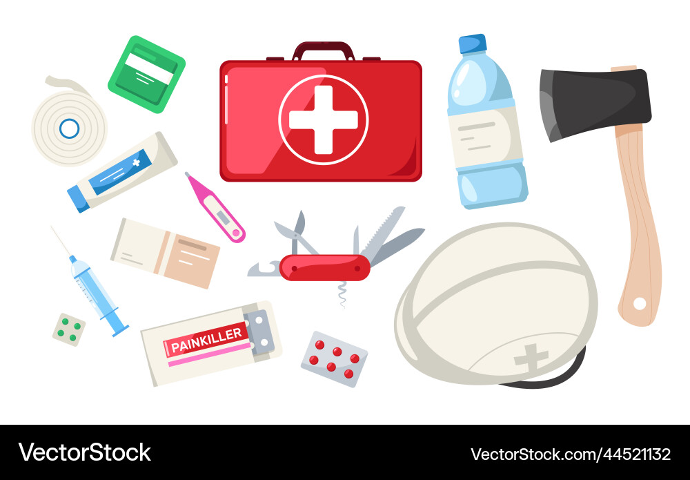 Emergency Survival Kit Cartoon Royalty Free Vector Image