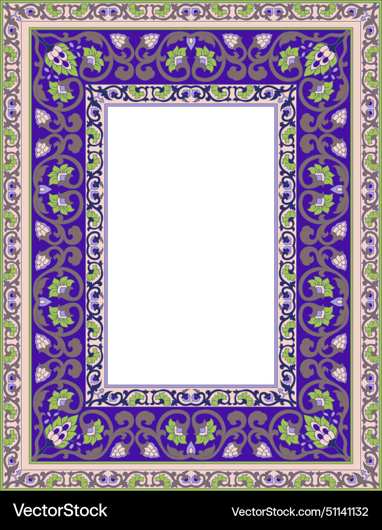 Floral blue vintage frame Royalty Free Vector Image
