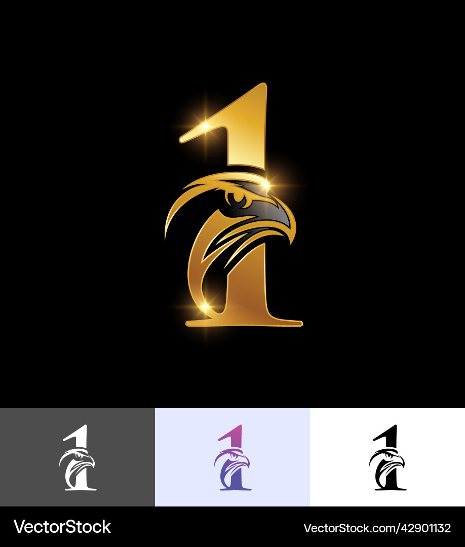Golden Eagle Number 1 Monogram Royalty Free Vector Image