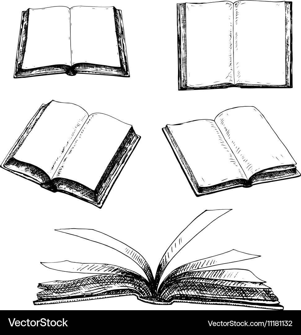 Hand drawn set of books Royalty Free Vector Image