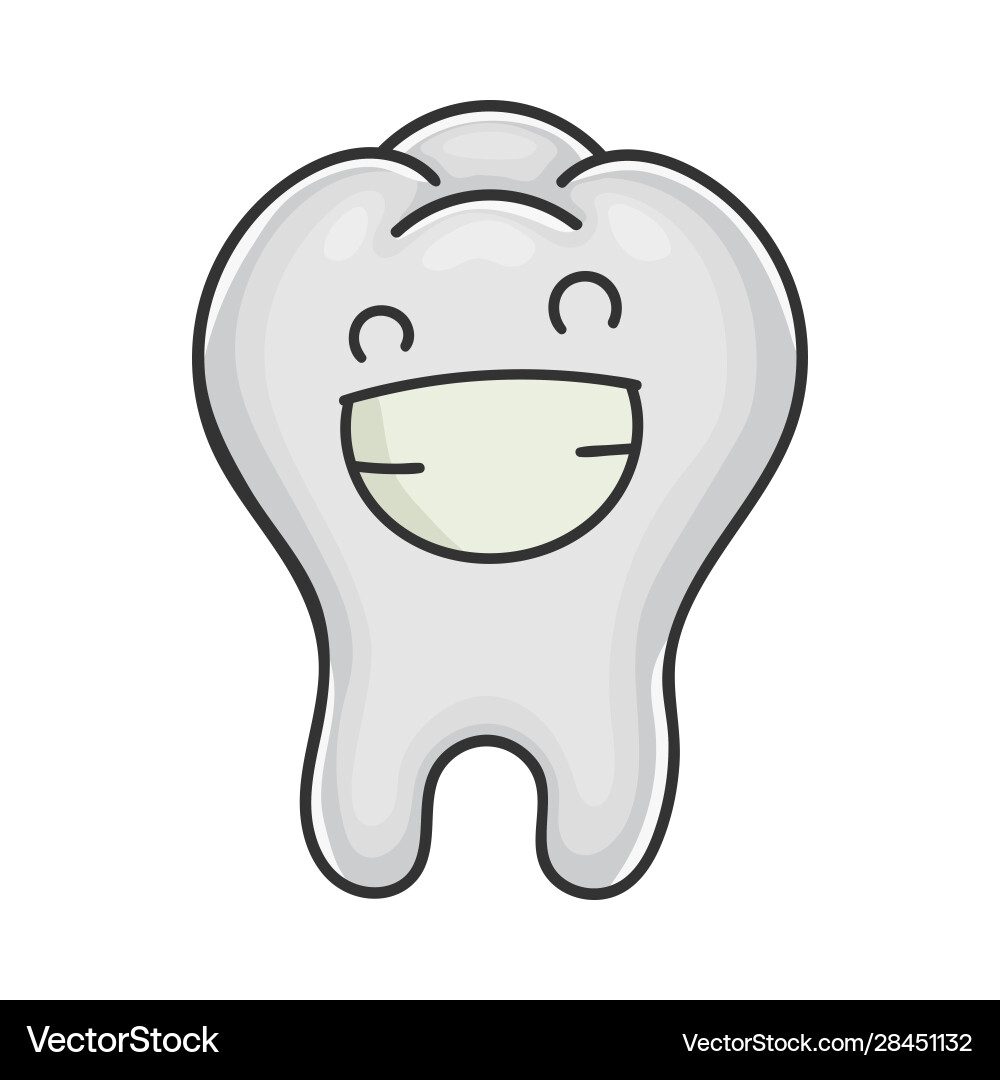 Happy cute smiling tooth cartoon Royalty Free Vector Image