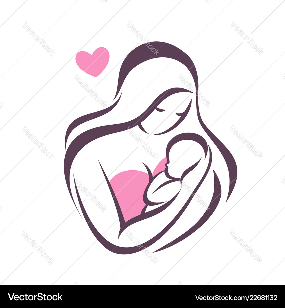 Mother and baby icon stylized symbol Royalty Free Vector