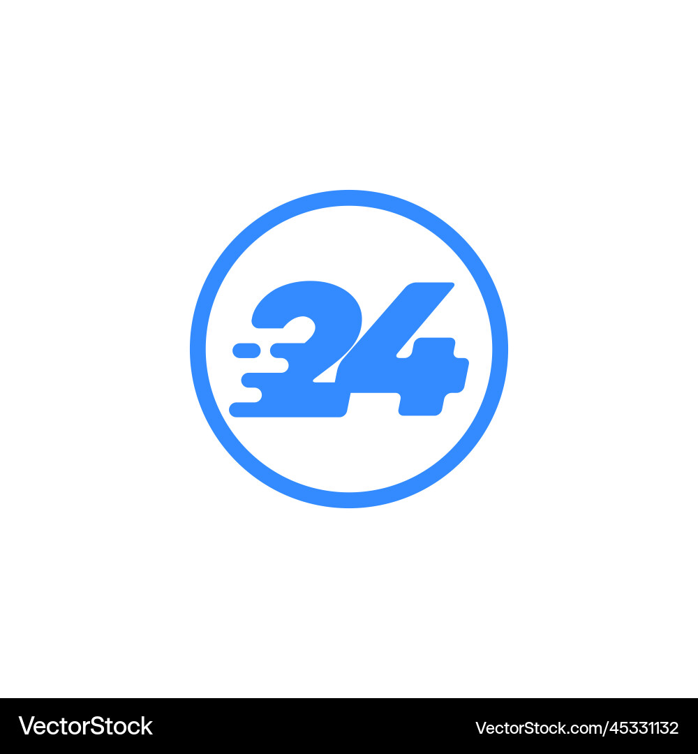 Number 24 fast tech modern icon logo Royalty Free Vector