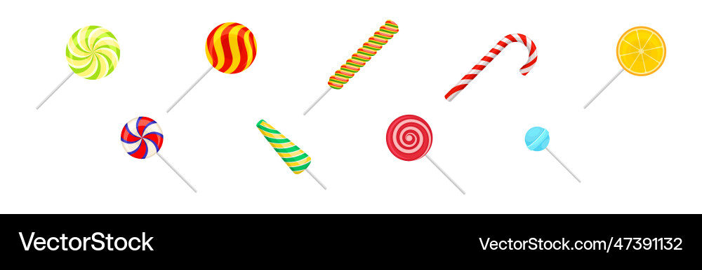 Spiral twisted candy and lollipop on stick Vector Image