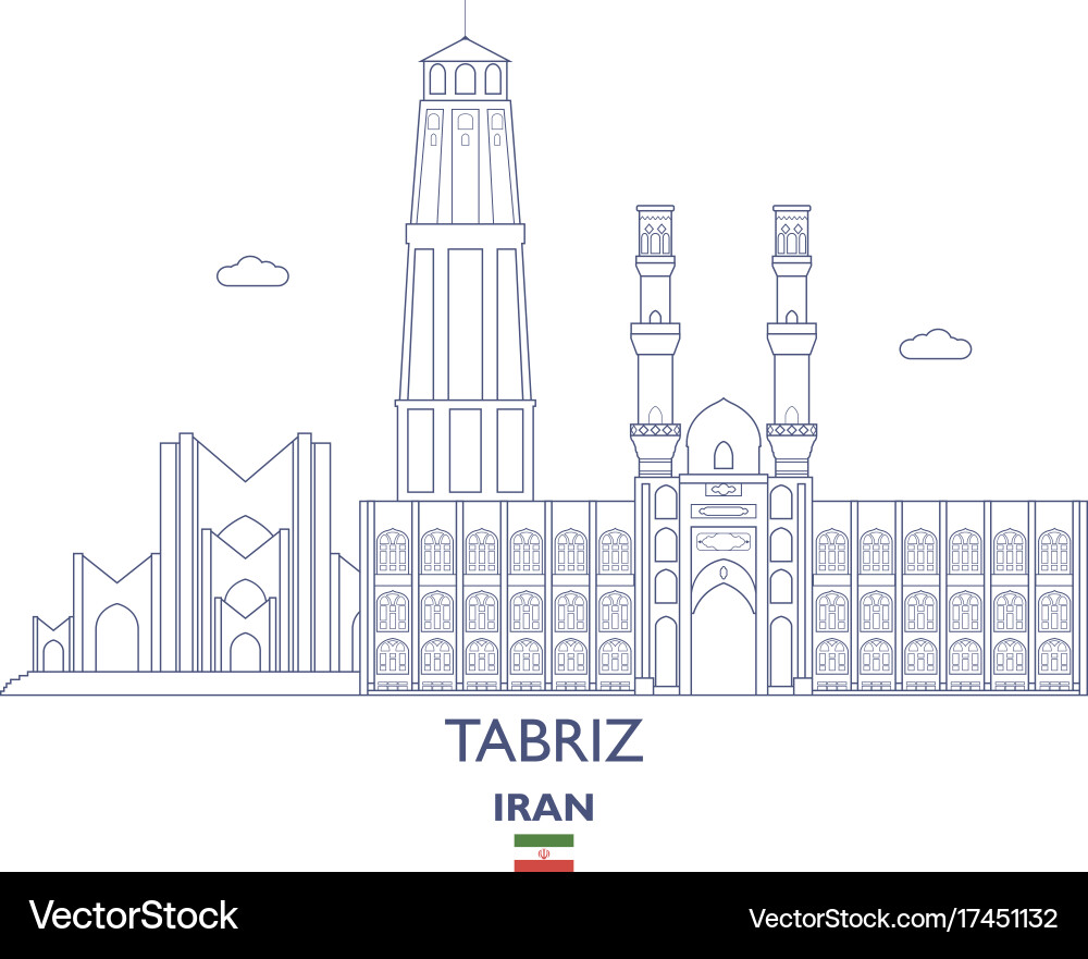 Tabriz city skyline Royalty Free Vector Image - VectorStock