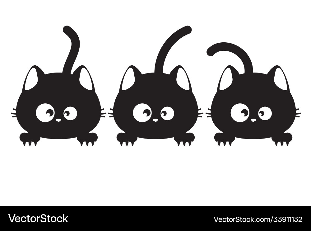 Three black cat faces Royalty Free Vector Image