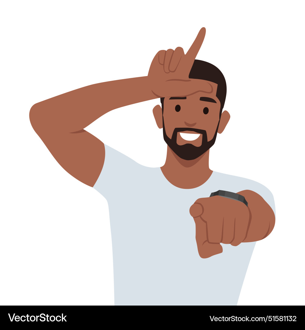 Young bearded man proud expression pointing front Vector Image