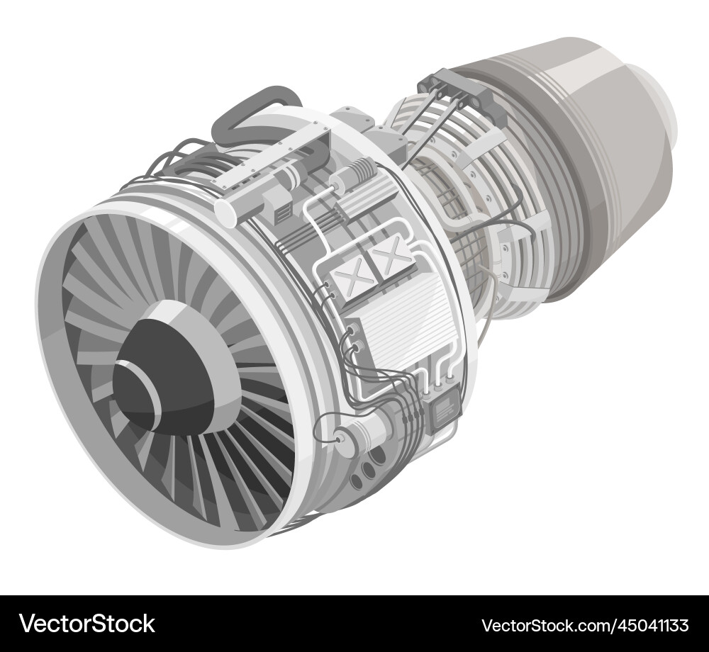 Aircraft jet engine airplane turbine isometric Vector Image