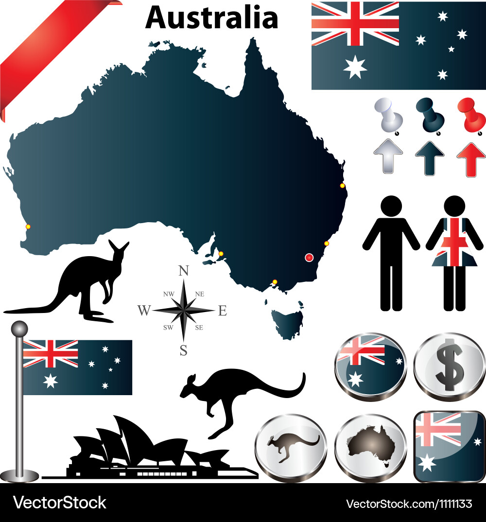 Australia Map Set Royalty Free Vector Image - VectorStock