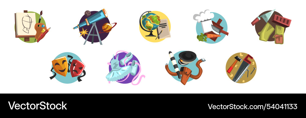 Colorful profession icon with different tool Vector Image