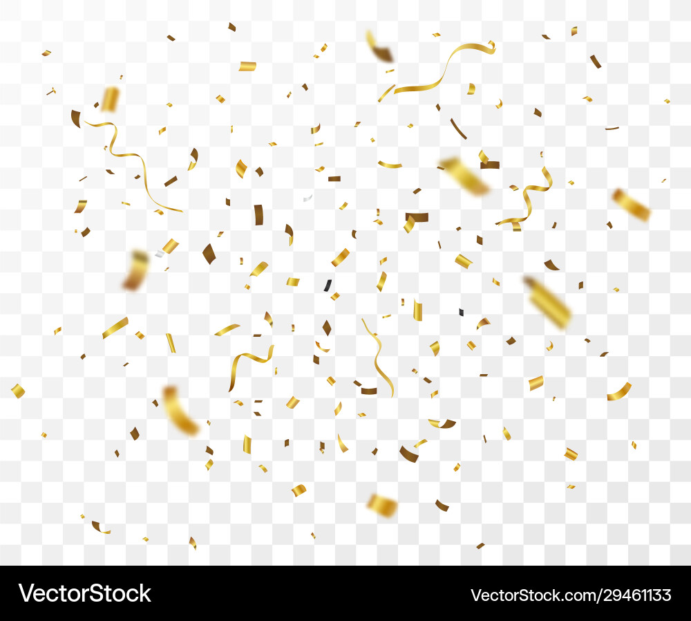 Gold confetti explosion isolated on transparent Vector Image