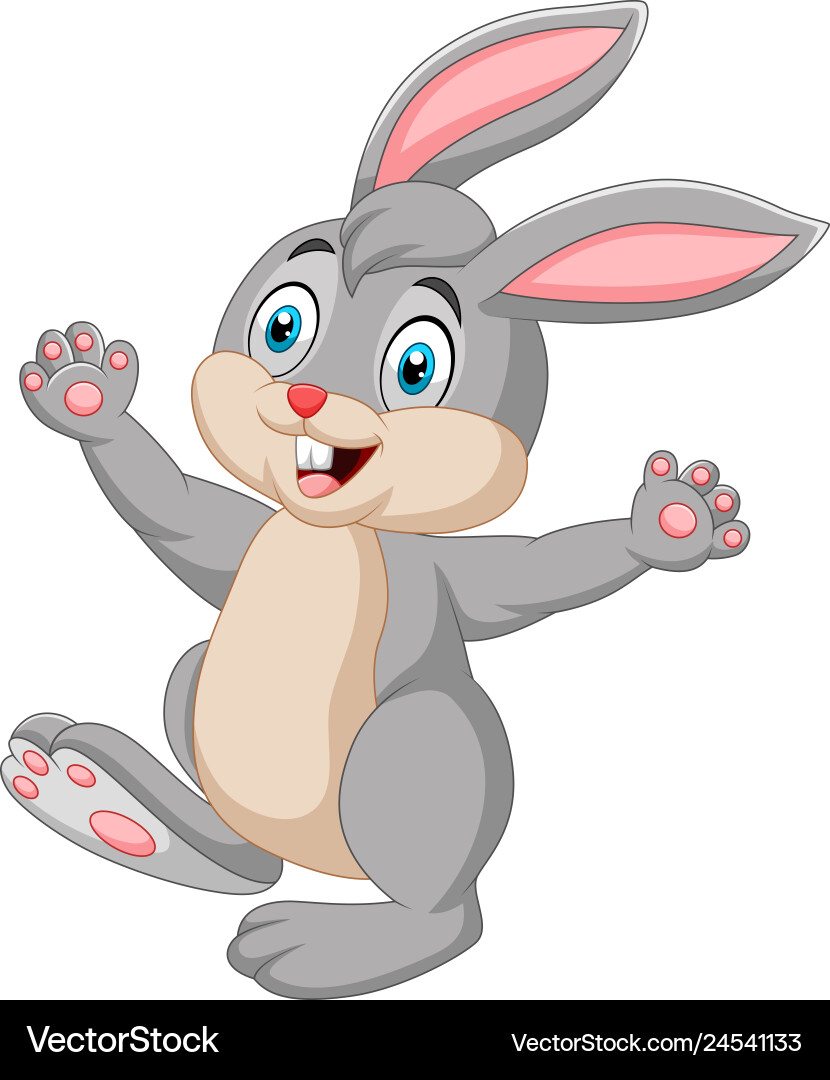 Happy rabbit cartoon isolated on white background Vector Image
