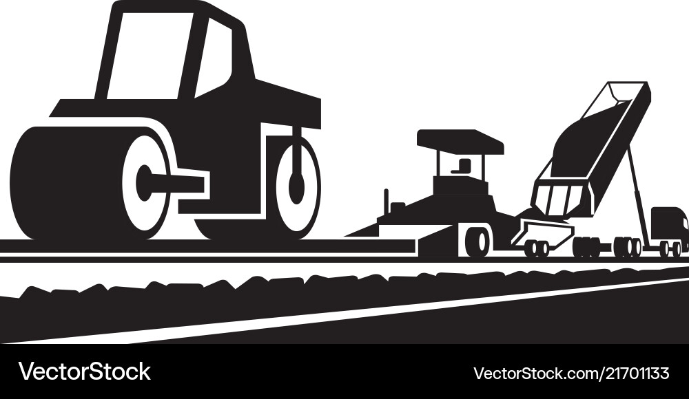 Laying an asphalt pavement on a road Royalty Free Vector
