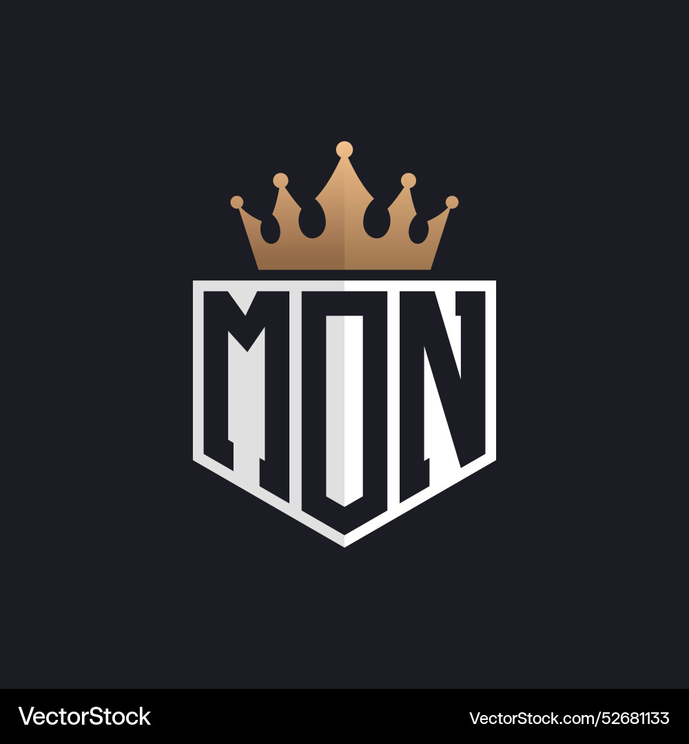 Luxury mon logo with crown elegant initials Vector Image