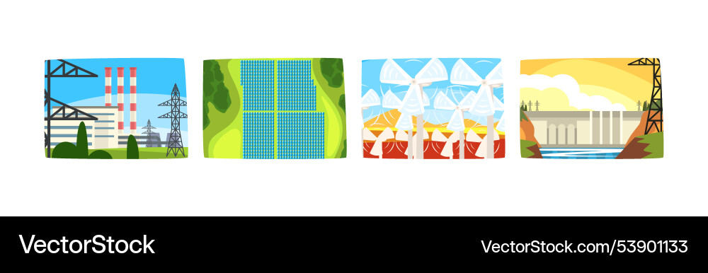 Power station and energy source generation Vector Image