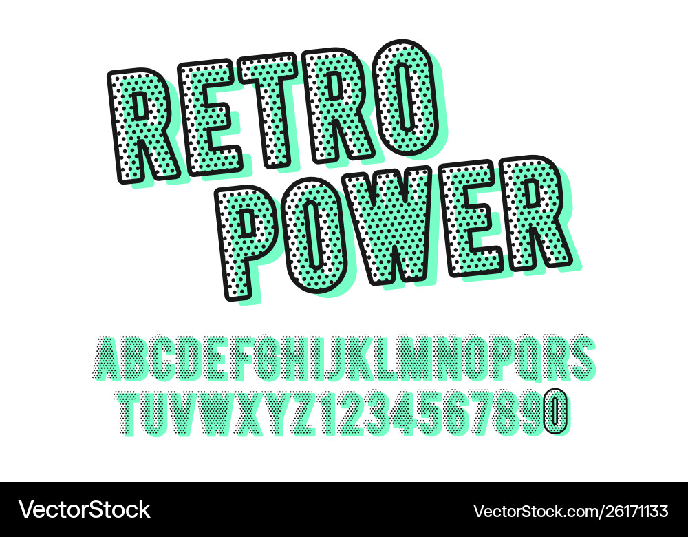 Retro font and alphabet dot filled typeface Vector Image